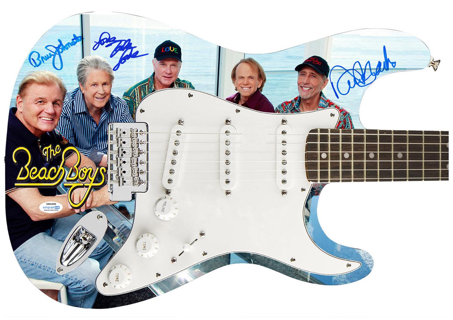 The Beach Boys Autographed Signed Group Photo Graphics Fender Guitar ...