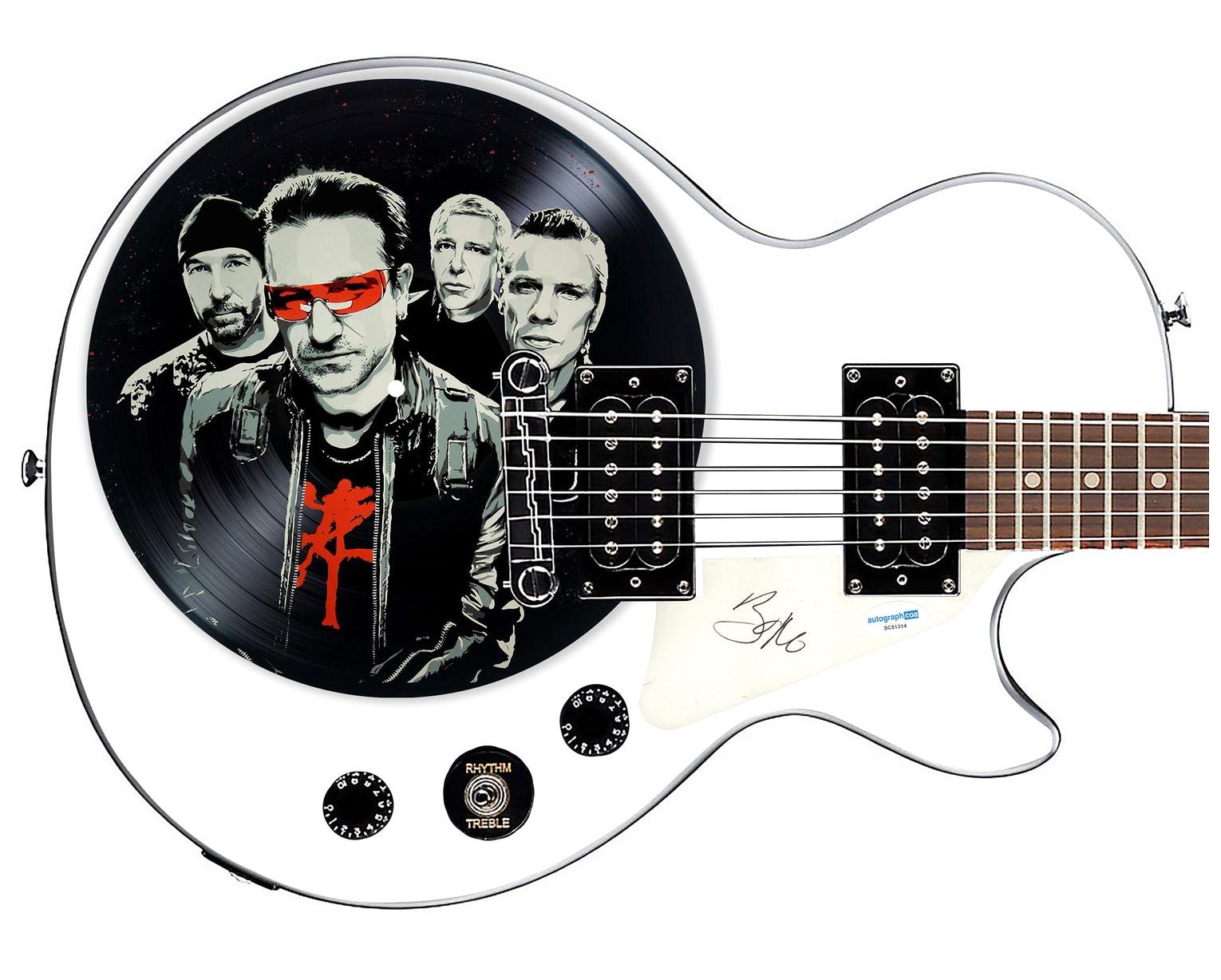 U2 Bono Signed Custom Epiphone "Vinyl" Graphics Guitar – Autograph Pros LLC