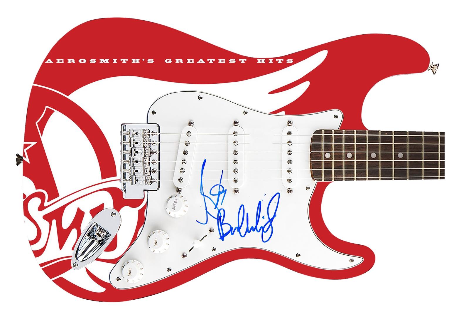 Aerosmith Autographed Fender Custom Graphics Greatest Hits Album Photo ...