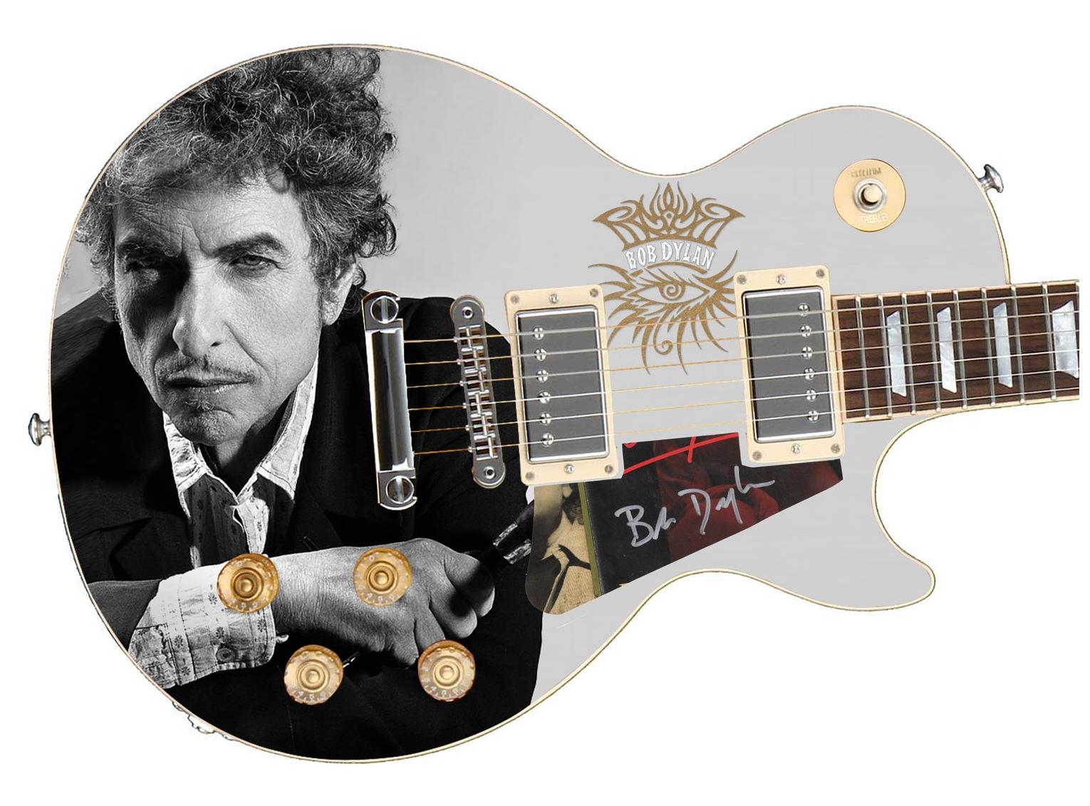 Bob Dylan Autographed Custom Graphics 1/1 Photo Guitar – Autograph Pros LLC