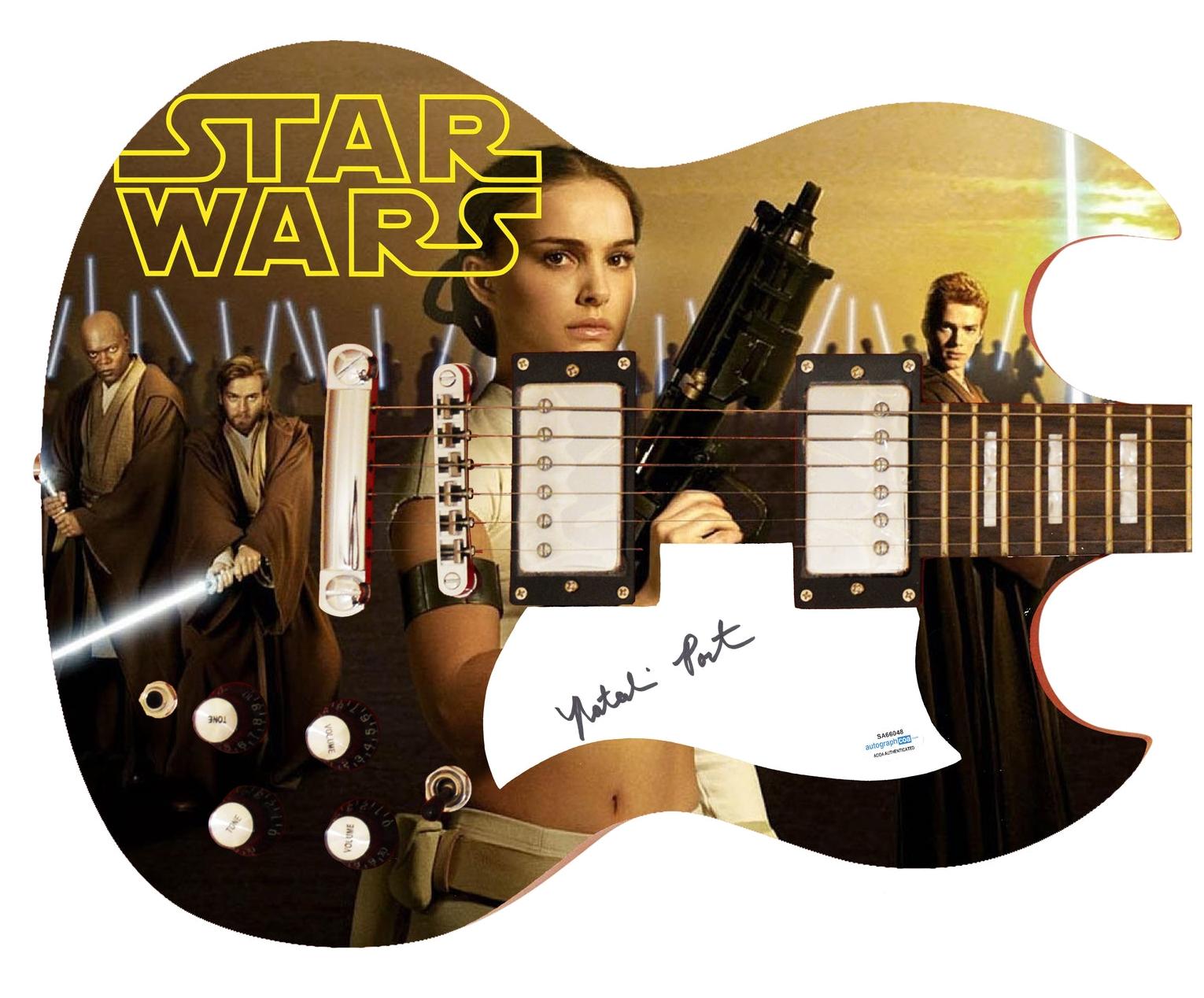 Star Wars Natalie Portman Autographed Custom Photo Graphics Guitar ...