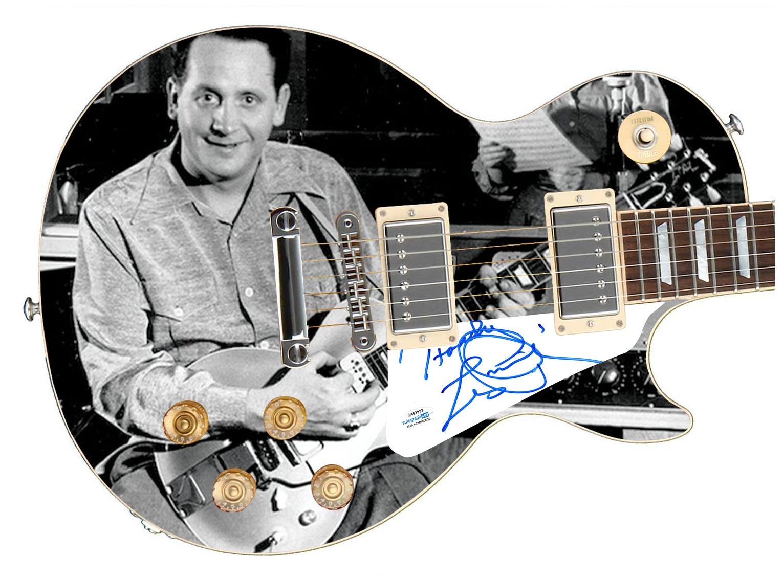 Les Paul Autographed Signed Graphics Photo Guitar – Autograph Pros LLC