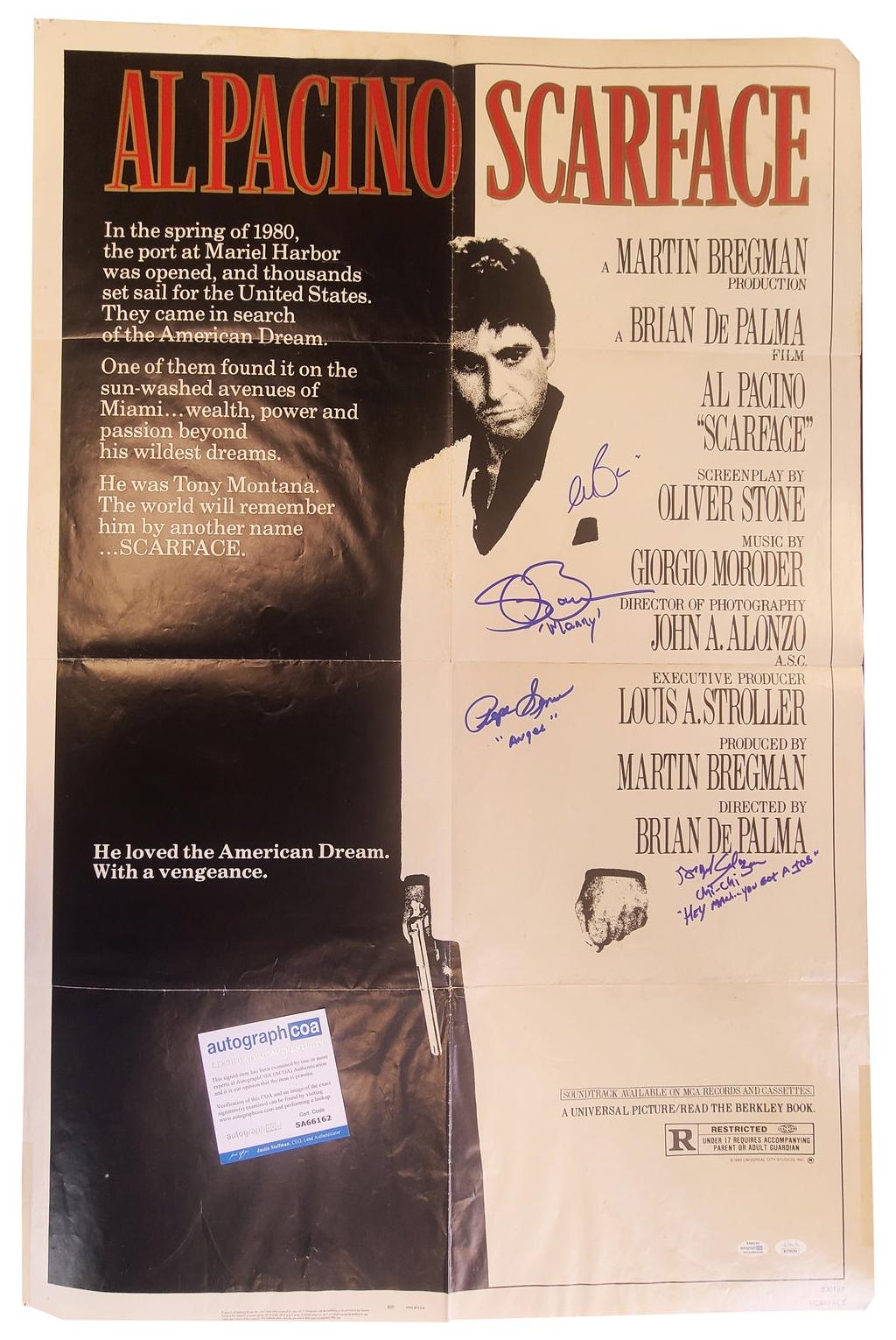 Scarface Cast Al Pacino Plus Signed 1983 Original Poster w Quotes ...