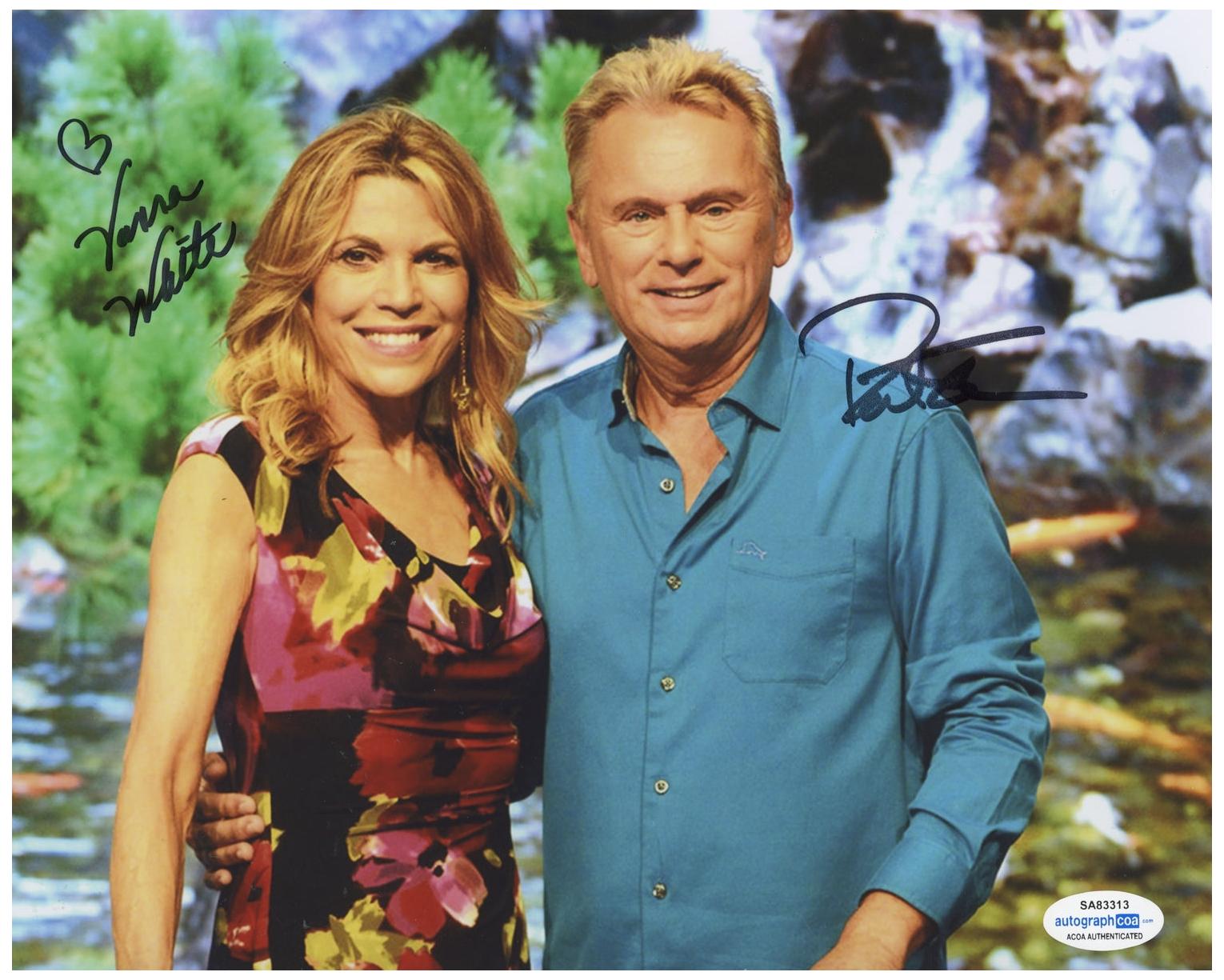 Vanna White Pat Sajak Autographed Wheel of Fortune 8x10 Photo ...
