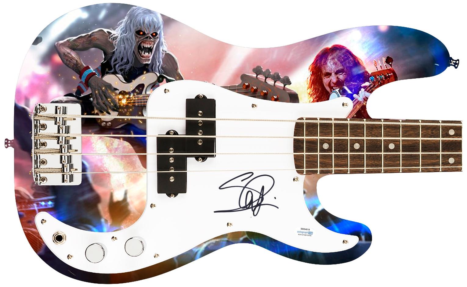 Iron Maiden Steve Harris Autographed 1/1 Custom Graphics Bass Guitar ...