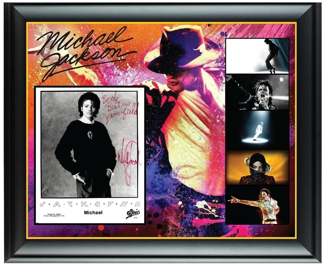 Michael Jackson Signed Photo Display w "Be the Best in your field ...